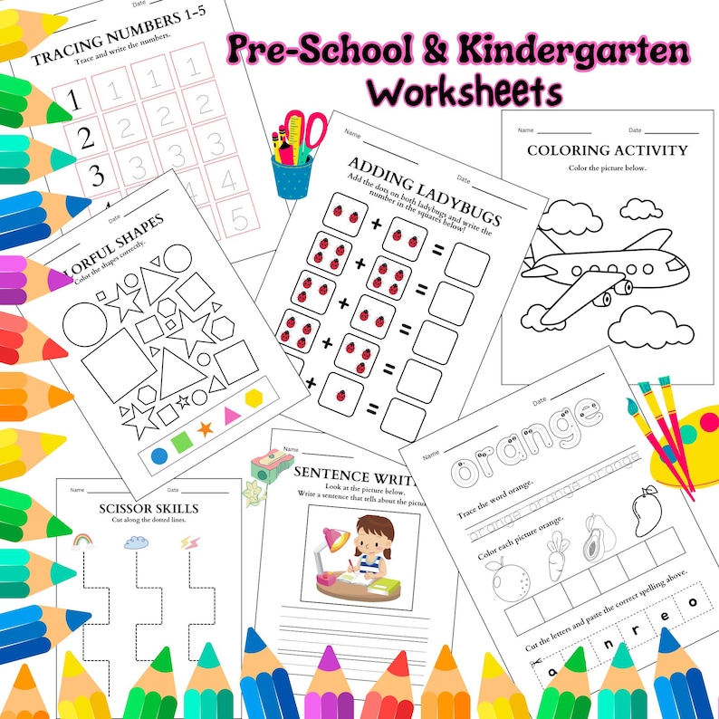 50 Printable Fun and Engaging Worksheets for Preschool & Kindergarten ...