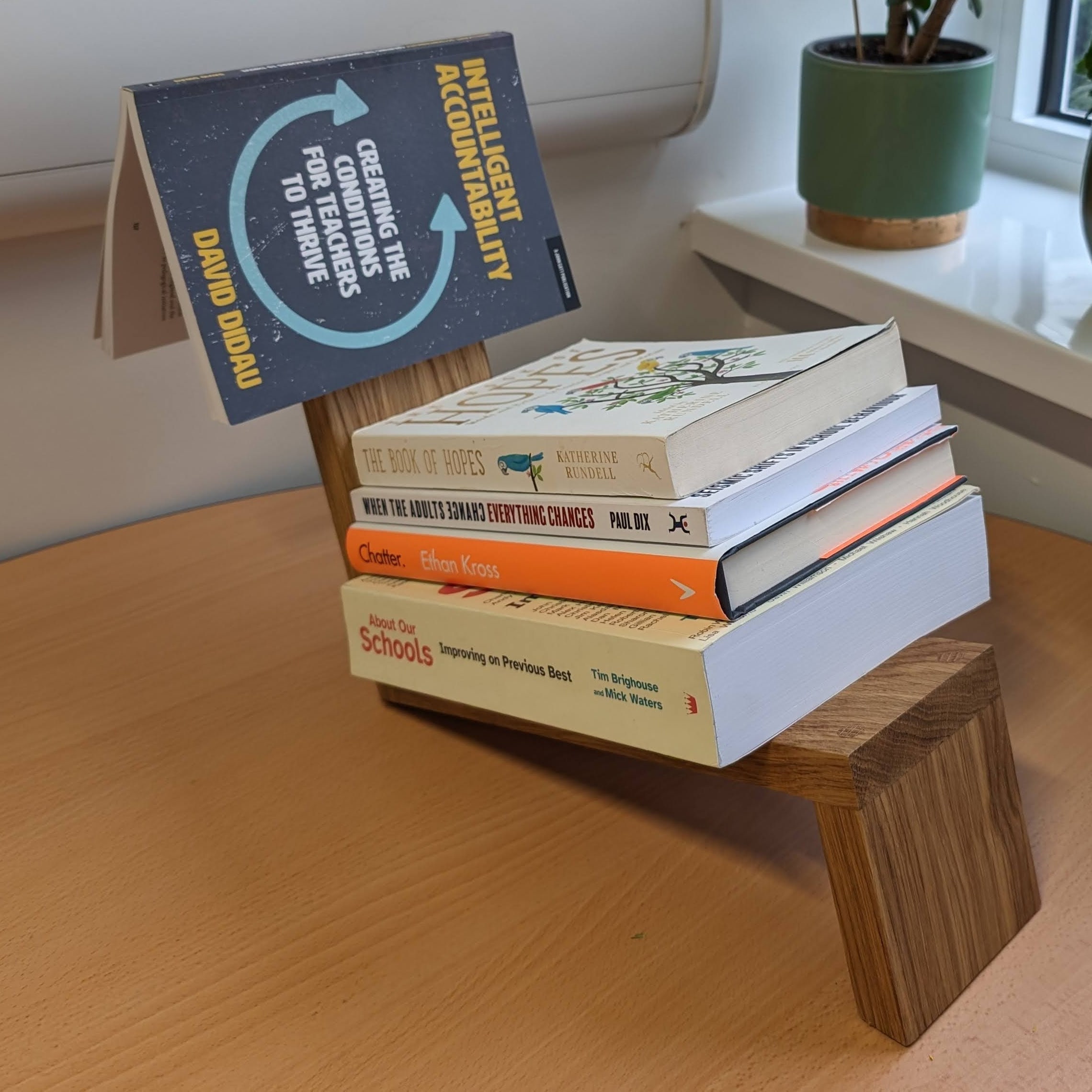 Solid Oak Free Standing Book/magazine Rack, Tabletop Book Storage, Book ...