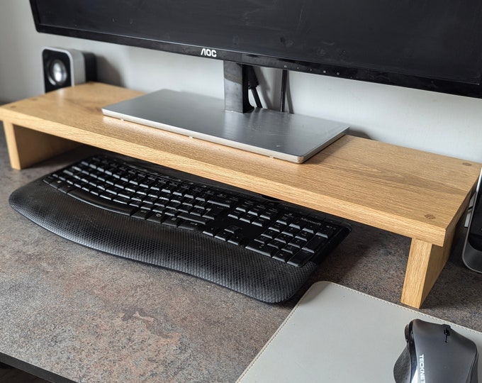 Solid Oak Desk Monitor Riser, Laptop Stand, Imac Stand, Monitor Shelf ...