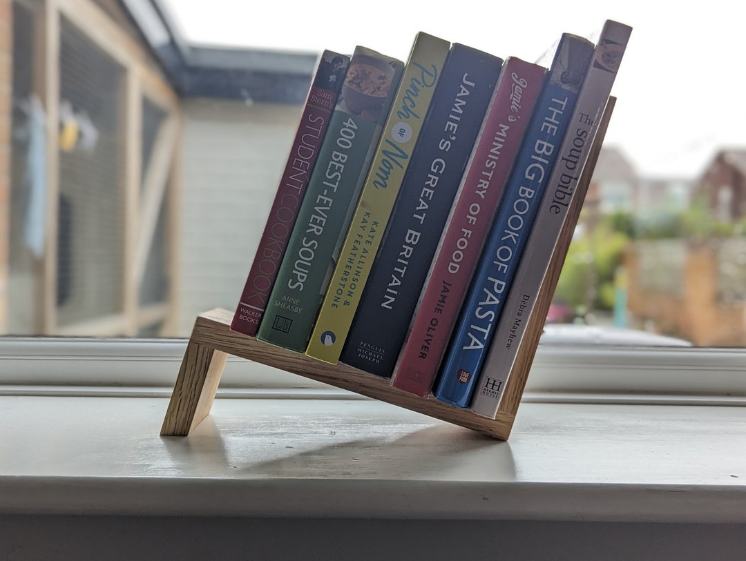 Solid Oak Free Standing Book/magazine Rack, Tabletop Book Storage, Book ...