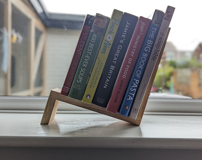 Solid Oak Free Standing Book/magazine Rack, Tabletop Book Storage, Book ...