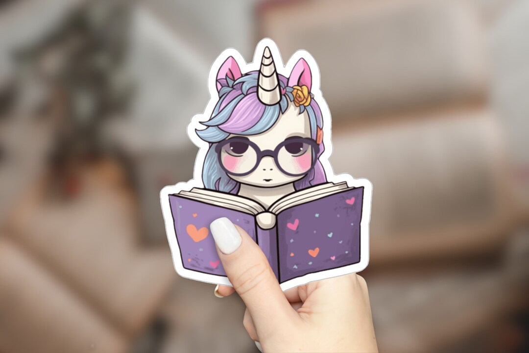 Cute Unicorn Reading Sticker, Book Sticker, Reading Sticker, Bookish ...