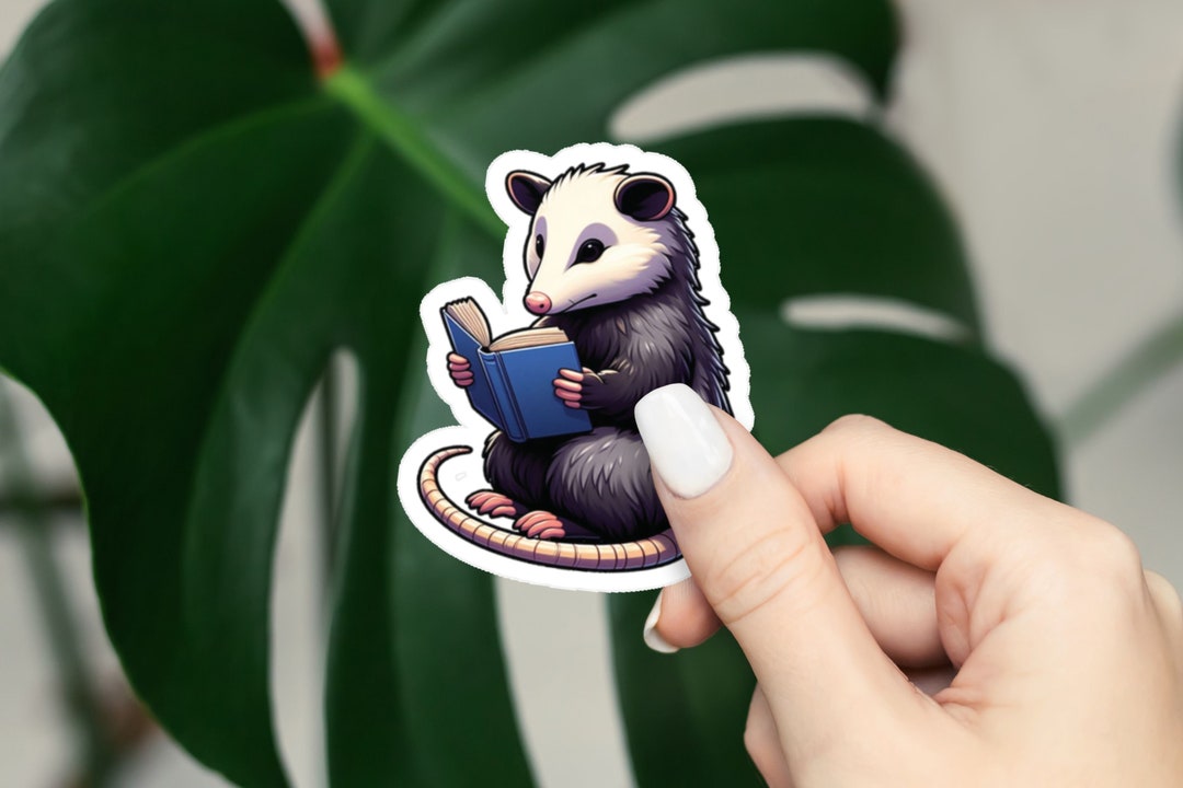 Opossum Reading Sticker, Book Sticker, Reading Sticker, Bookish Sticker ...