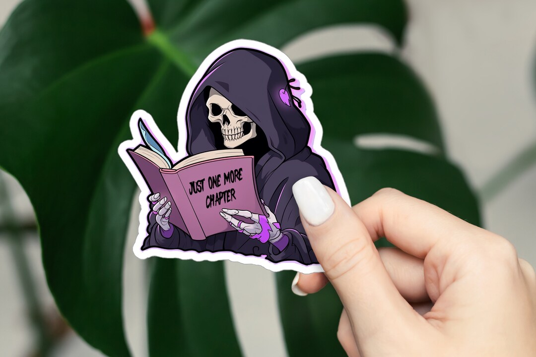 Grim Reaper Reading Sticker, Librarian, Reading Corner, Notebook Stickers, Kindle Sticker, Smut ...