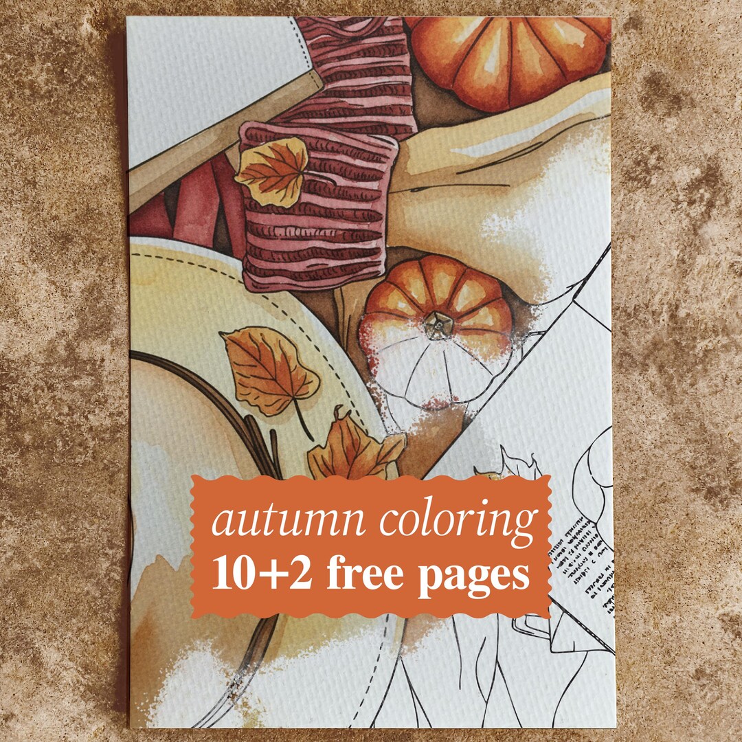 Autumn Cozy Coloring Pages for Adults, PDF Pritable Pages. Pumpkins ...
