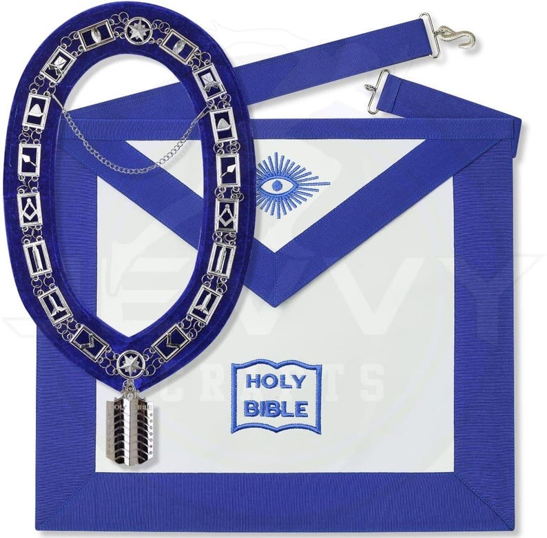 Masonic Chaplain Regalia Set – Blue Lodge Faux Leather Apron, Chain ...