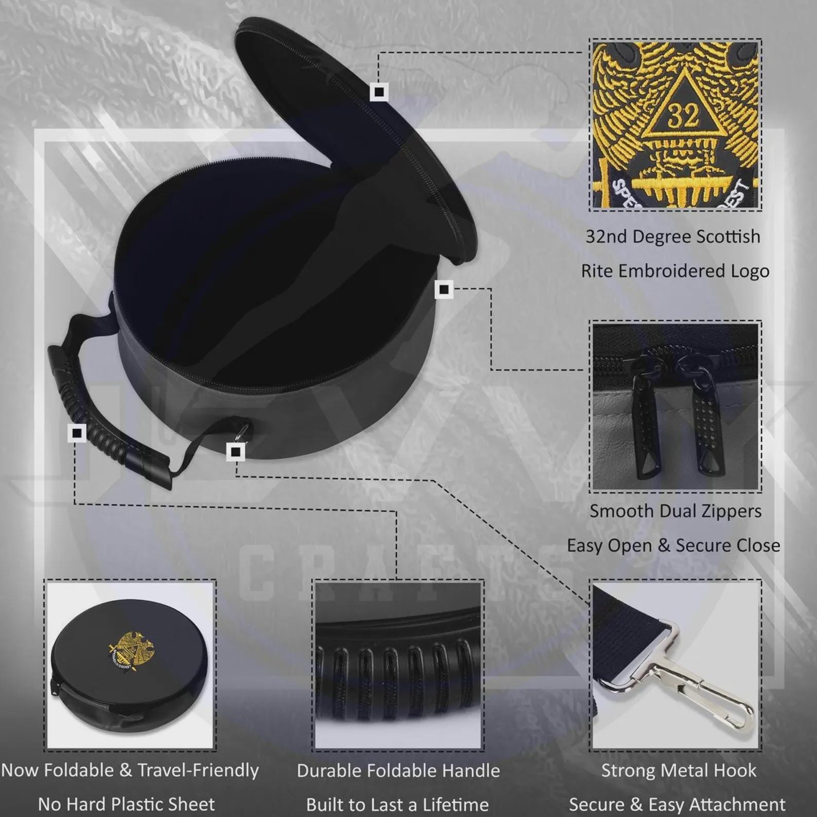 32nd Degree Masonic Hat Case: Scottish Rite Eagle Emblem, Freemason ...
