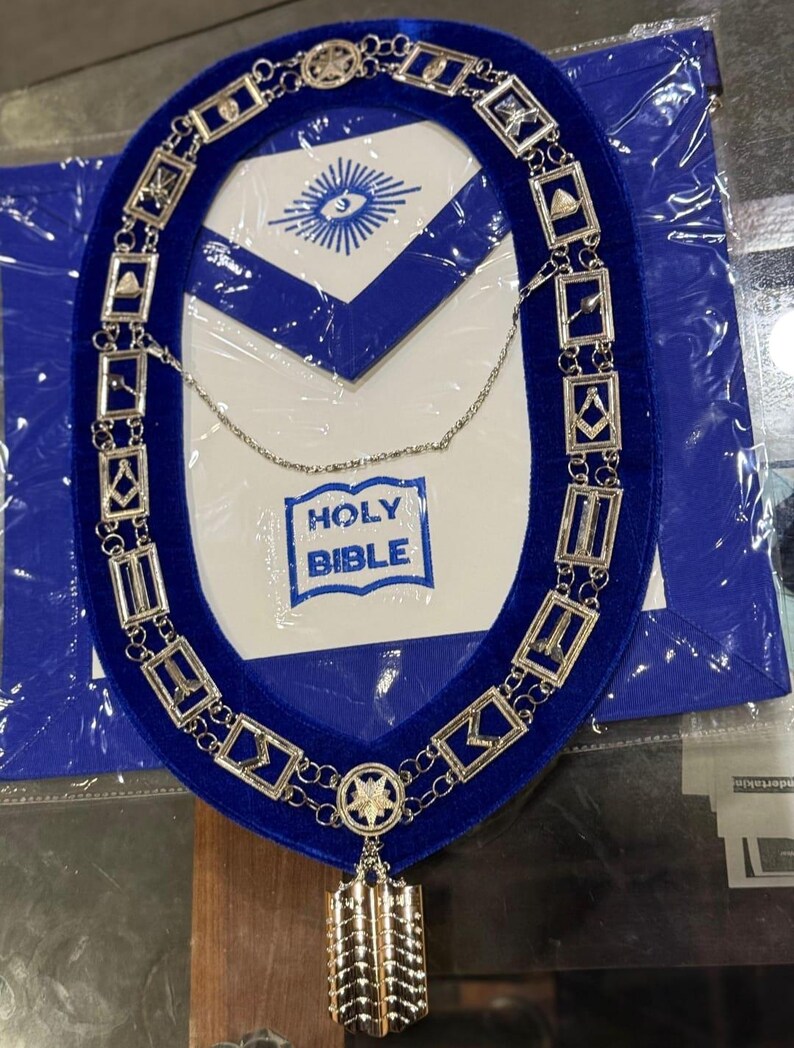 Masonic Chaplain Regalia Set – Blue Lodge Faux Leather Apron, Chain ...