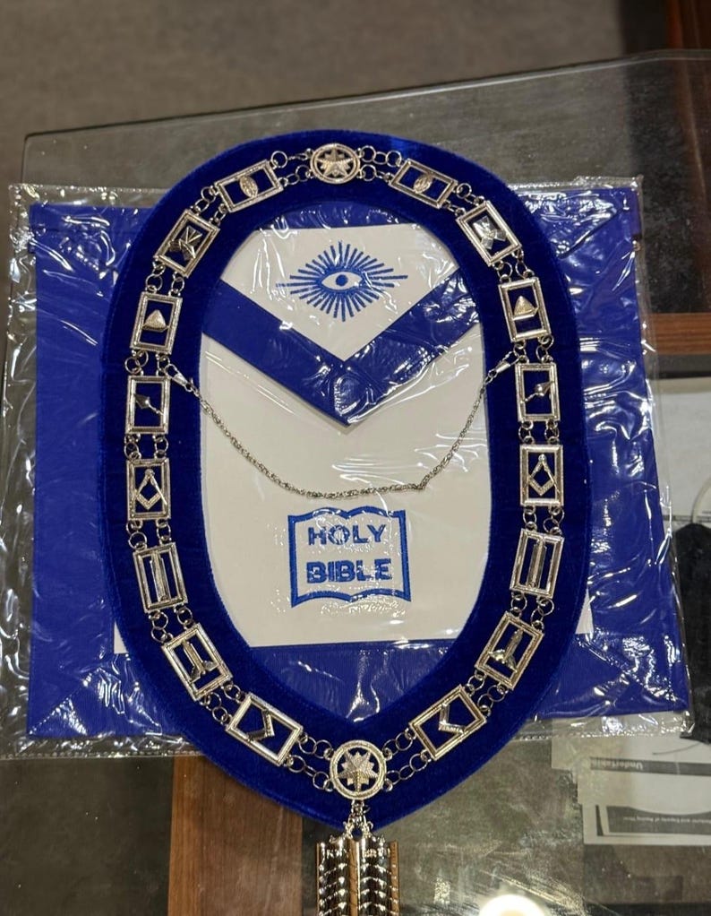 Masonic Chaplain Regalia Set – Blue Lodge Faux Leather Apron, Chain ...