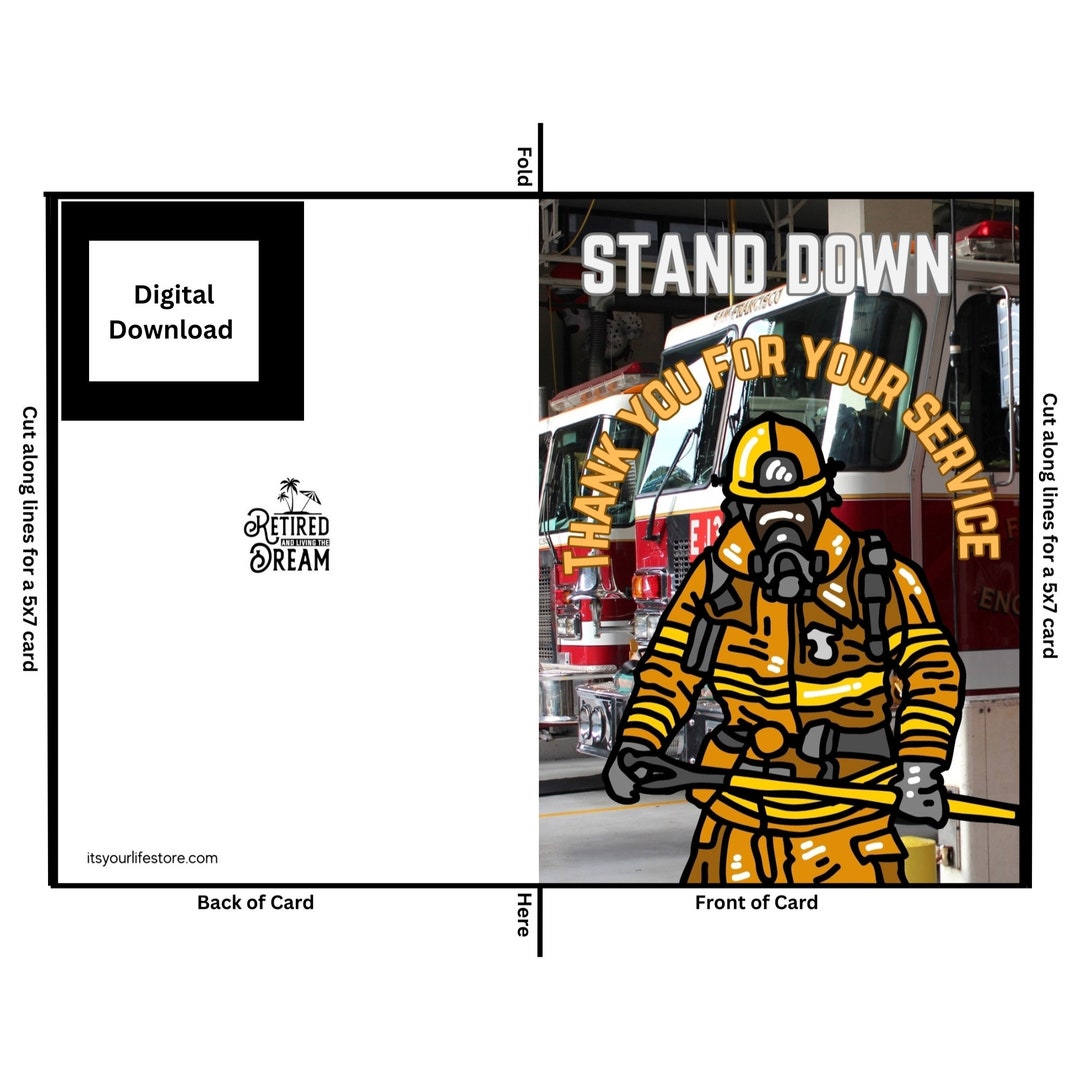 Firefighter Retirement Card, Retirement Card, Retired Gift, Saluting ...