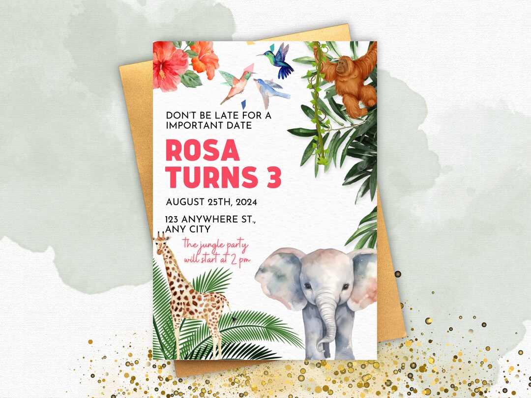 Jungle Birthday Invitation Editable & Printable Birthday - Etsy