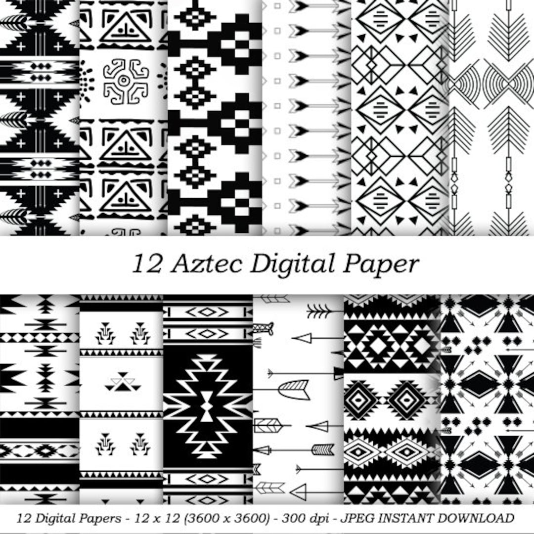 Aztec Digital Papers 12x12 Minimal Aztec, Tribal Paper Patterns ...