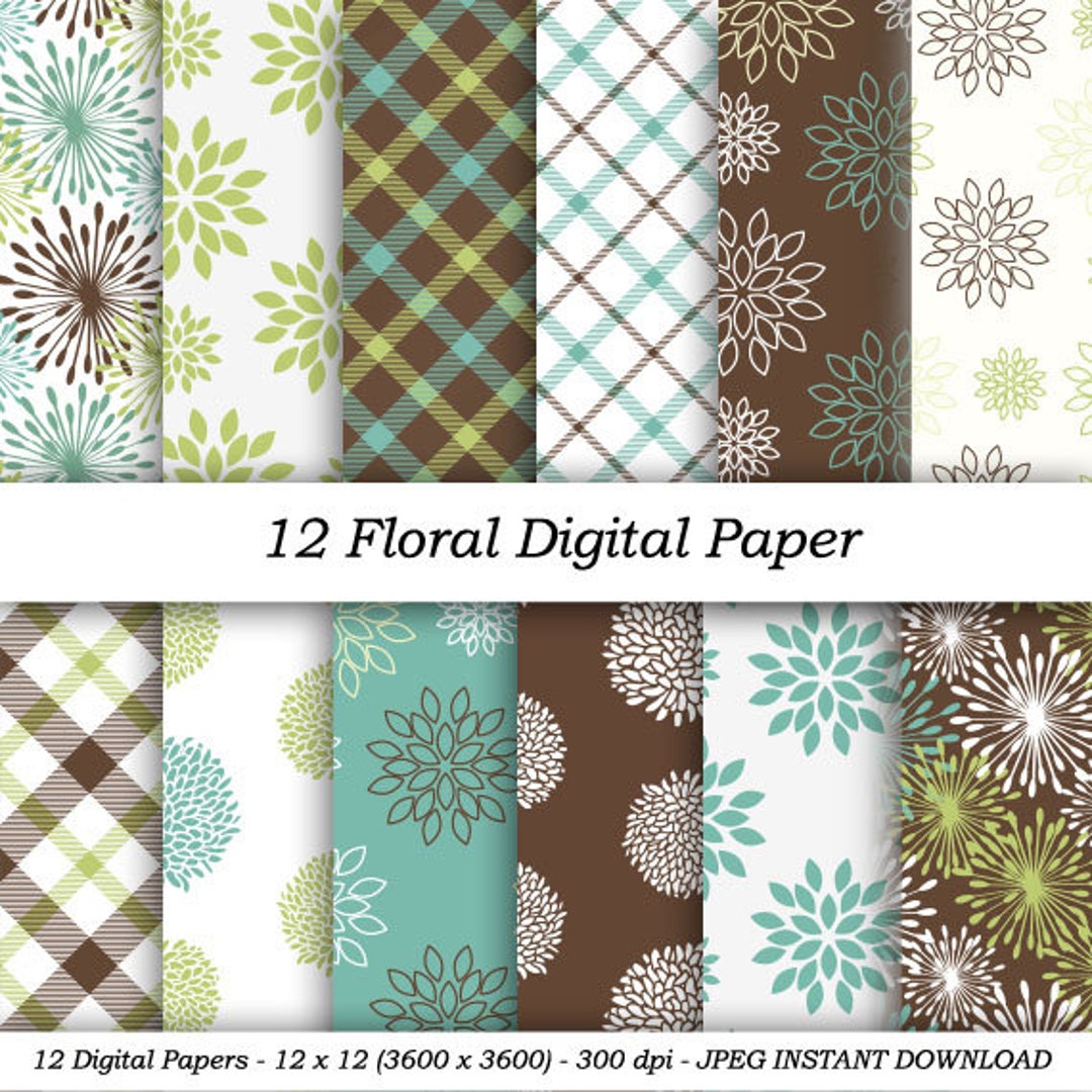 Floral Dahlias Digital Papers" 12x12 Sheets 300 Dpi Photoshop, Dahlia ...