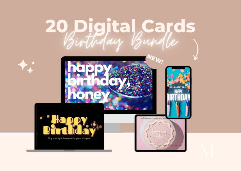 20 Digital Birthday Cards Birthday Bundle Birthday Card Bday Wishes ...