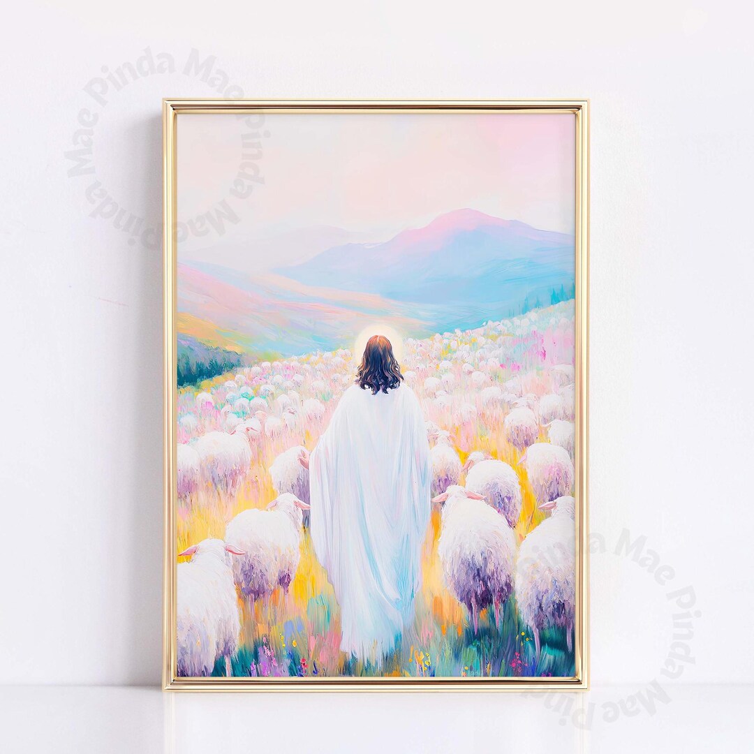 Pastel Christian Wall Art, Christian Art Print, Pink Blue Jesus ...
