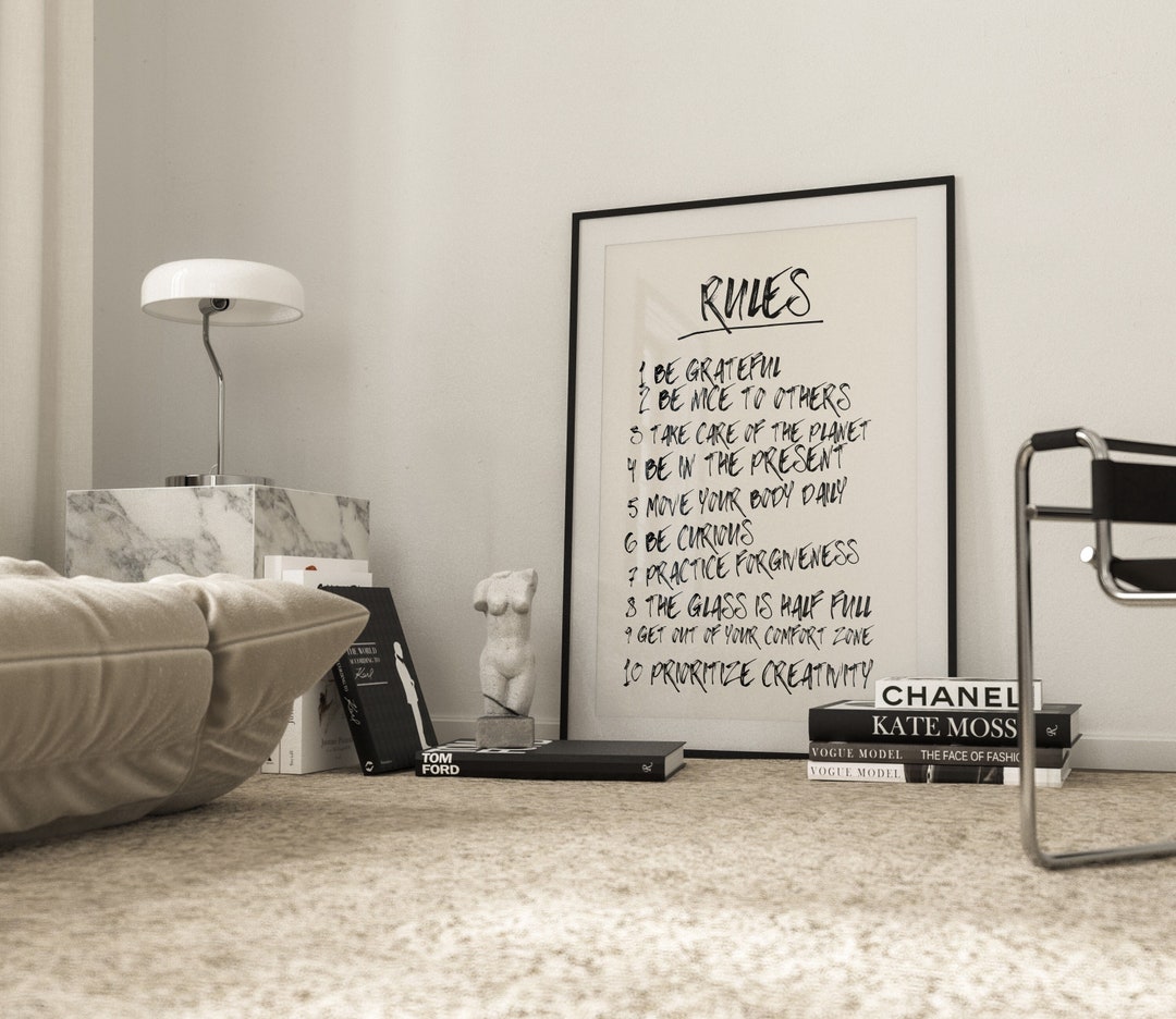 Rules Retro Poster Preppy Room Decor Maximalist Decor Bar - Etsy