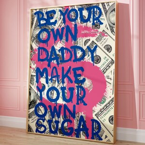 Preppy Graffiti Wall Art, Blue Pink Money Poster, Preppy Bar Cart Art ...