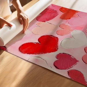 Hearts Painting, Colorful Valentines Day Printable, Pink Red Heart ...