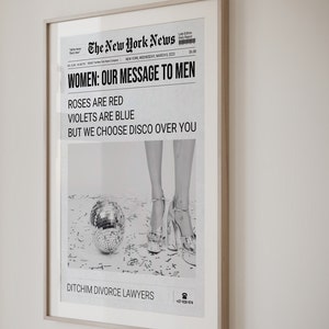 Funny Newspaper Print, Newspaper Poster, Newspaper Wall Art Poster, Bar ...
