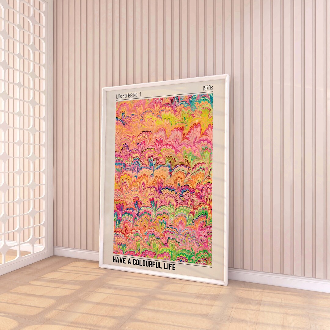 Retro 70s Poster, Colorful Psychedelic Wall Decor, Rainbow Vintage ...