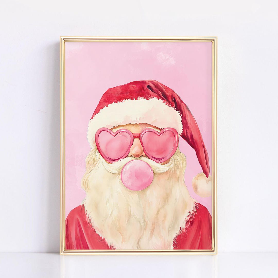 Pink Santa Print: Girly Christmas Wall Art (digital Download) - Etsy