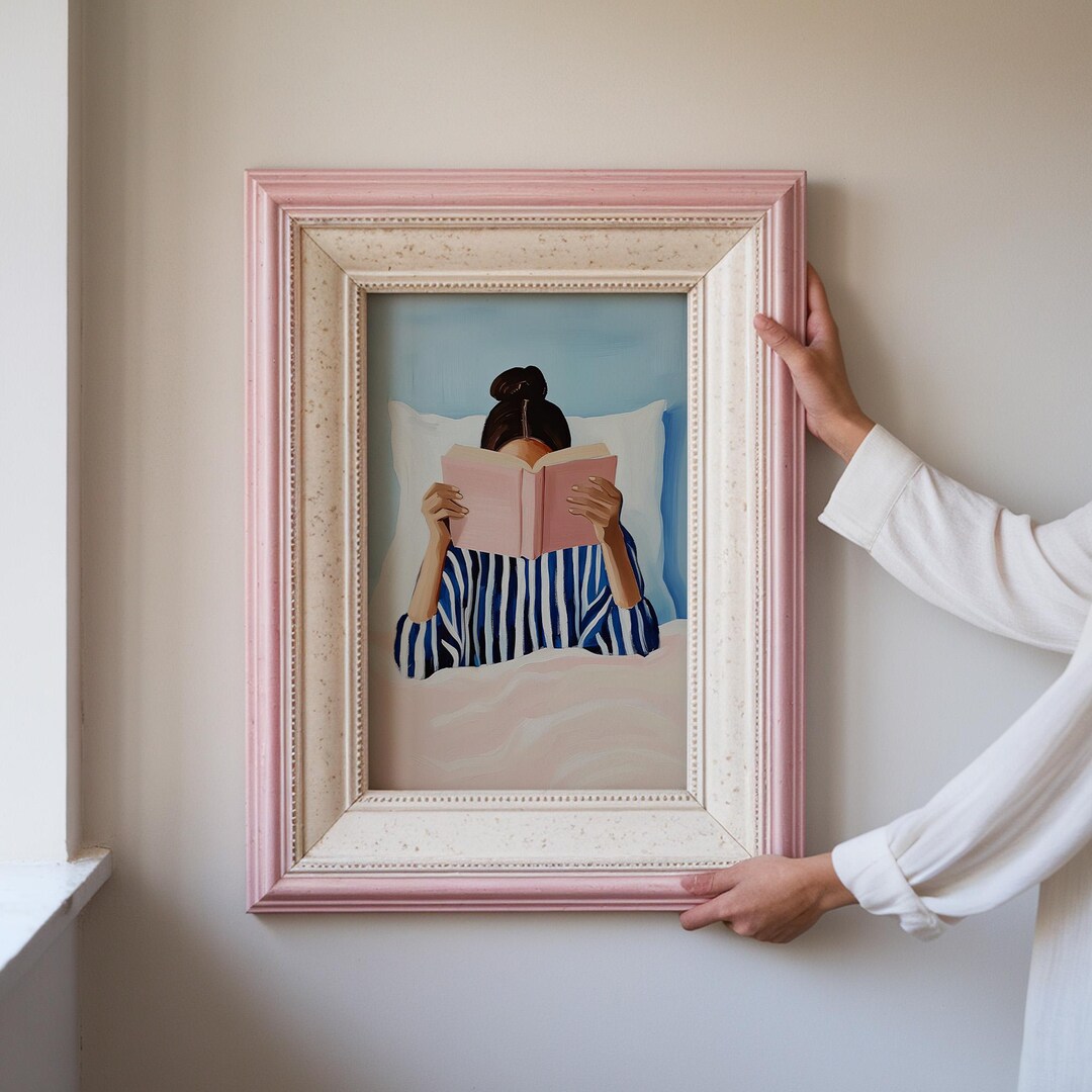Woman Reading Book Wall Art, Book Lover Gift, Reading Poster, Girly ...