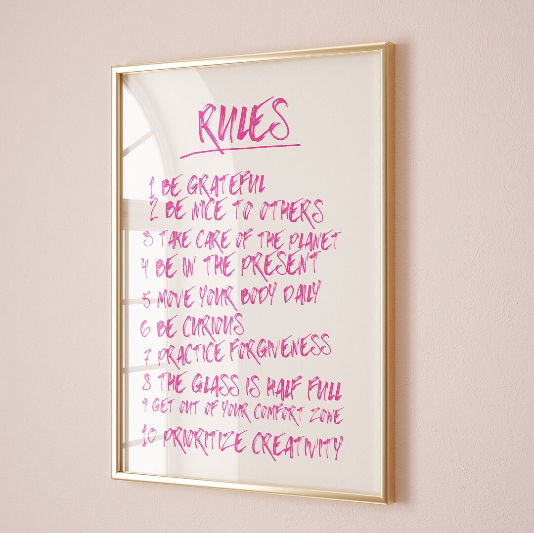 Rules Graffiti Retro Poster, Coquette Room Decor, Creative Quote Poster ...