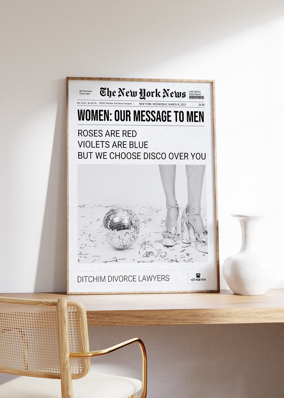 Funny Newspaper Print, Newspaper Poster, Newspaper Wall Art Poster, Bar ...