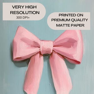 Pink and Blue Bow Painting, Aesthetic Nursery Decor, Coquette Wall Art ...