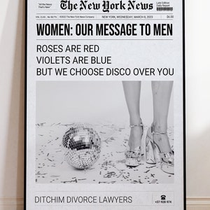 Funny Newspaper Print, Newspaper Poster, Newspaper Wall Art Poster, Bar ...