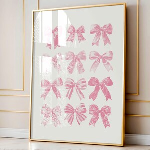 Pink Coquette Bows Wall Art Vintage Nursery Art Aesthetic Apartment ...