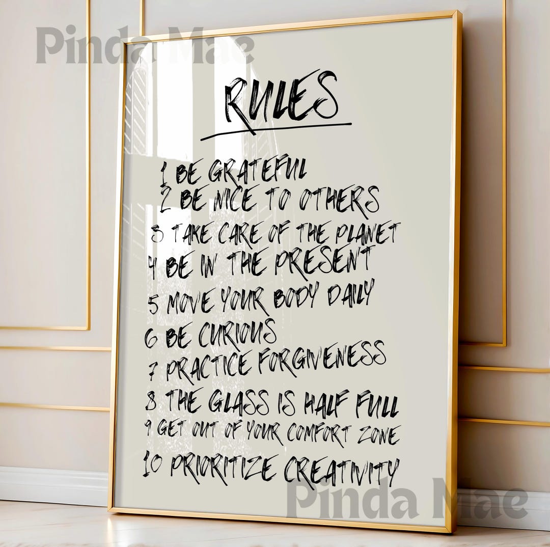 Rules Retro Poster, Preppy Room Decor, Maximalist Decor, Bar Cart ...