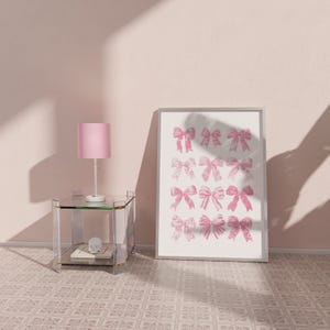Pink Coquette Bows Wall Art Vintage Nursery Art Aesthetic Apartment ...