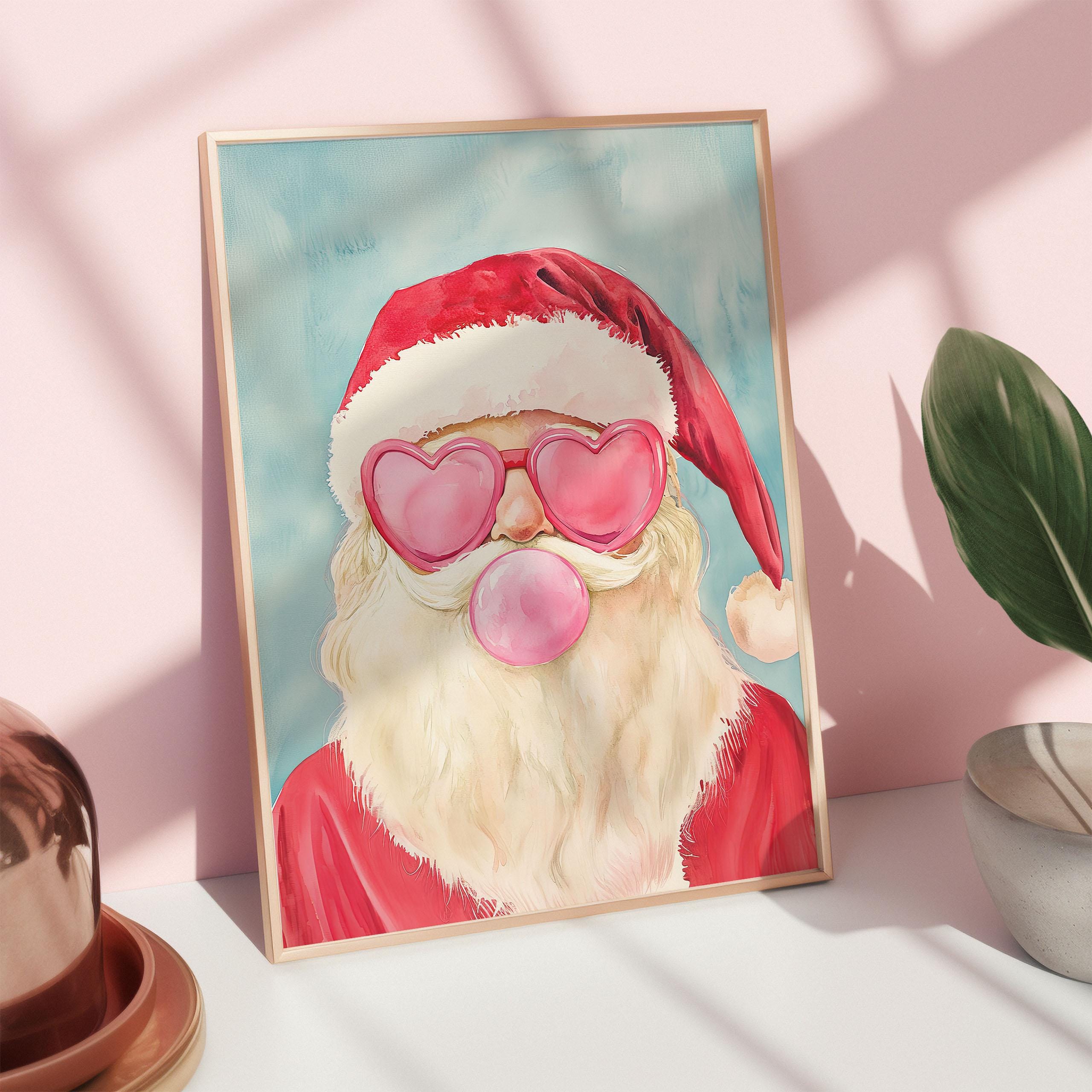 Pink Santa Print: Girly Christmas Wall Art (digital Download) - Etsy