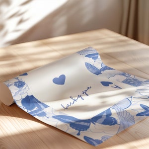 Blue Lucky You Print Aesthetic Chinoiserie Wall Art Blue White Ace of ...