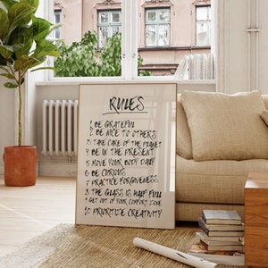 Rules Retro Poster, Preppy Room Decor, Maximalist Decor, Bar Cart ...