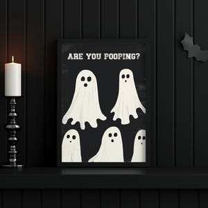 Are You Pooping Funny Bathroom Ghost Painting Spookie Retro Ghost Wall ...