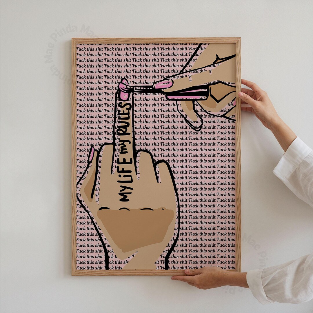 Middle Finger Feminist Print: Pink Preppy Dorm Decor (digital Download ...