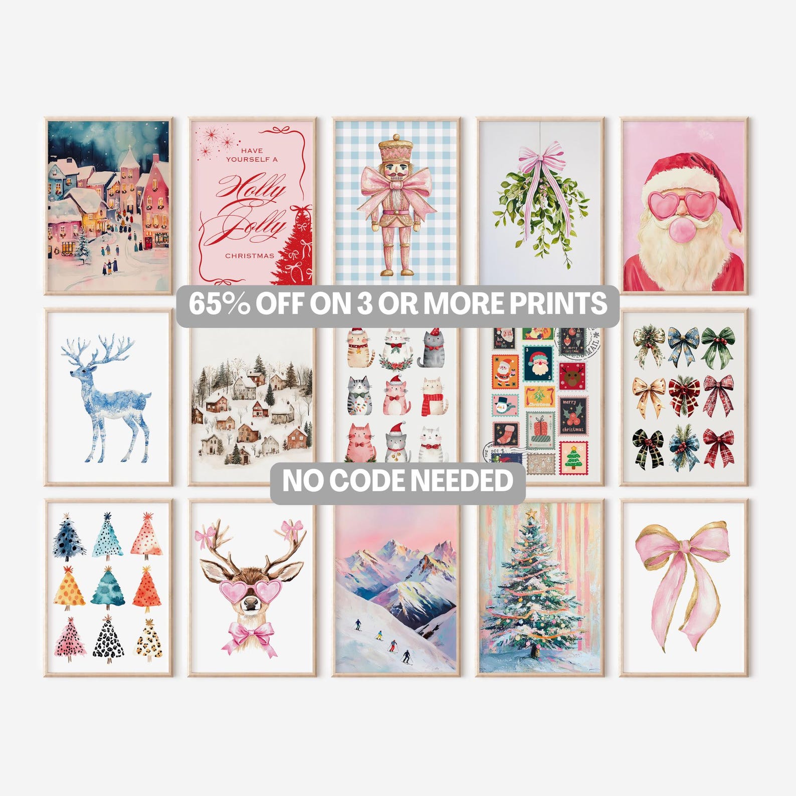 Pink Santa Print: Girly Christmas Wall Art (digital Download) - Etsy