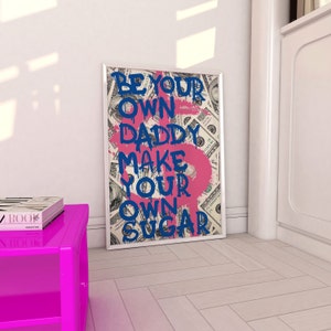 Preppy Graffiti Wall Art, Blue Pink Money Poster, Preppy Bar Cart Art ...