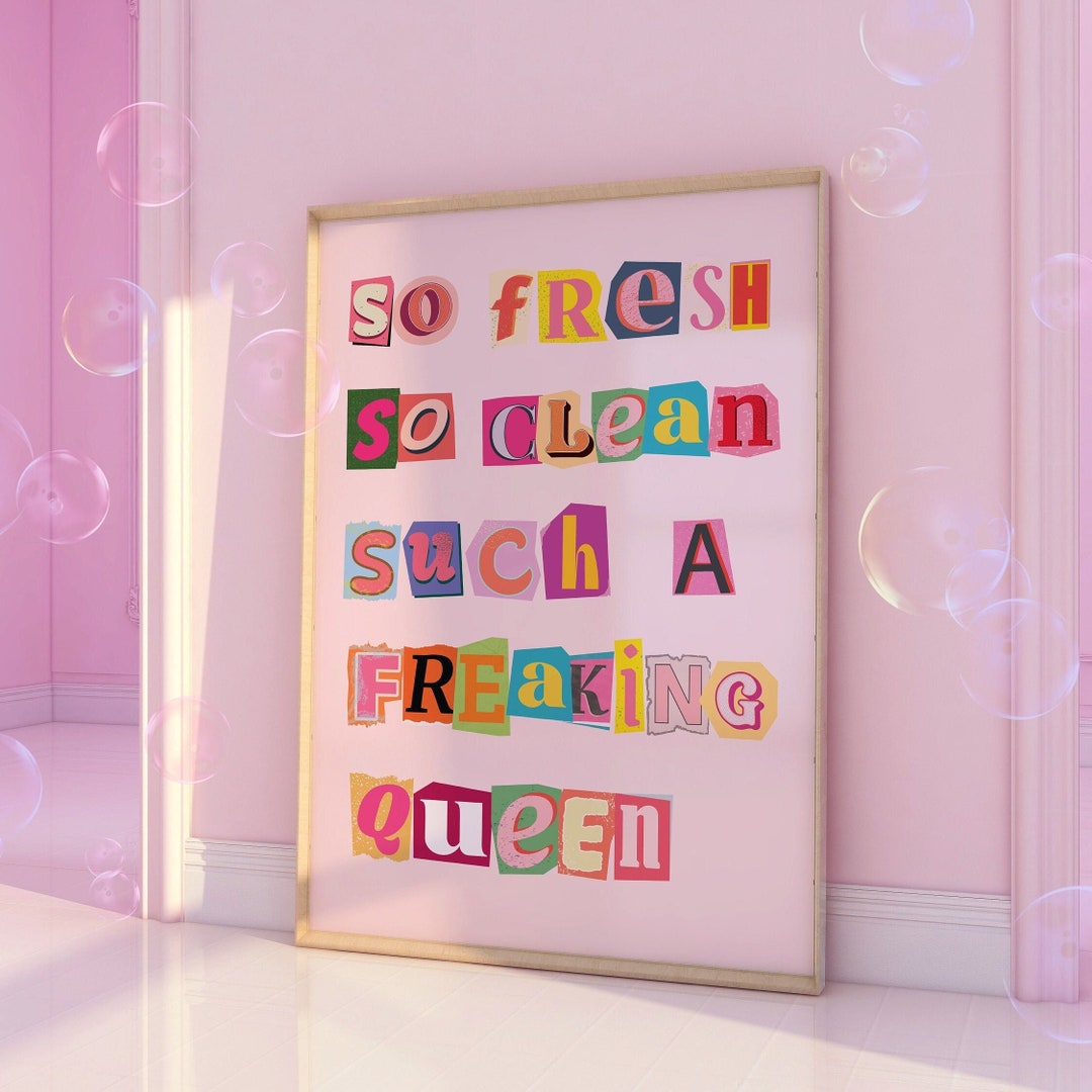 Trendy Bathroom Poster, Preppy Letter Wall Art, Colorful Toilet Poster ...