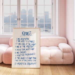 Rules Poster, Motivates Inspires, Blue Preppy Aesthetics, Preppy Dorm ...