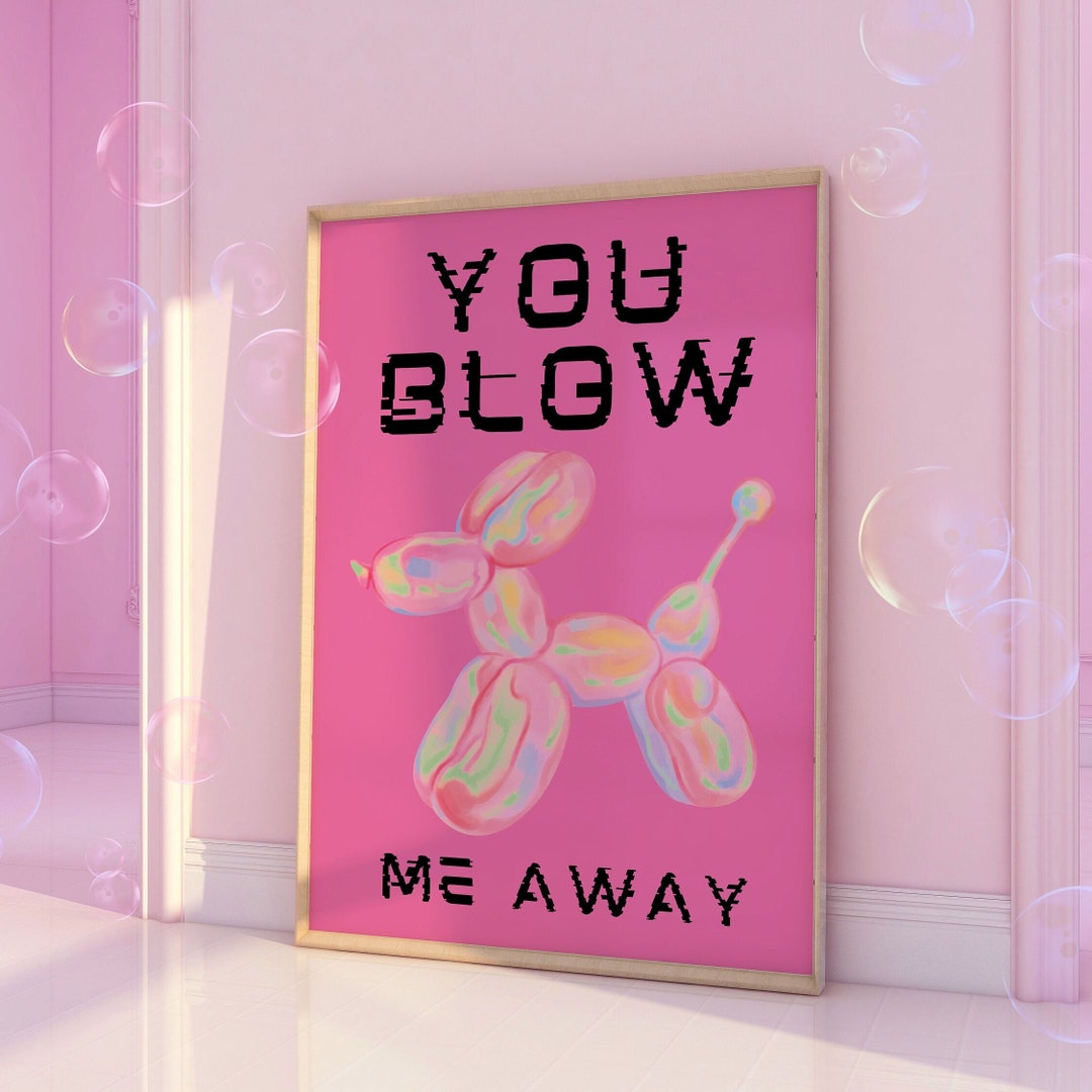 Pink Y2K Dorm Decorations Y2K, Dog Balloon Poster, Pink Retro Print ...