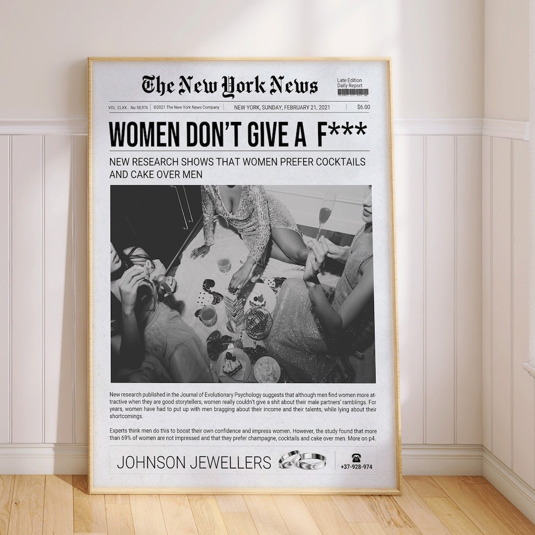 Newspaper Poster, Newspaper Art Wall Print, Newspaper Retro Wall Art ...