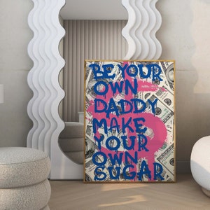 Preppy Graffiti Wall Art, Blue Pink Money Poster, Preppy Bar Cart Art ...