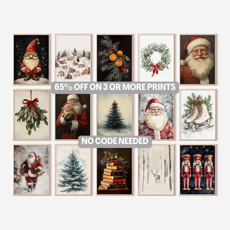 Rustic Santa Claus Print: Vintage Watercolor Christmas Decor (digital ...