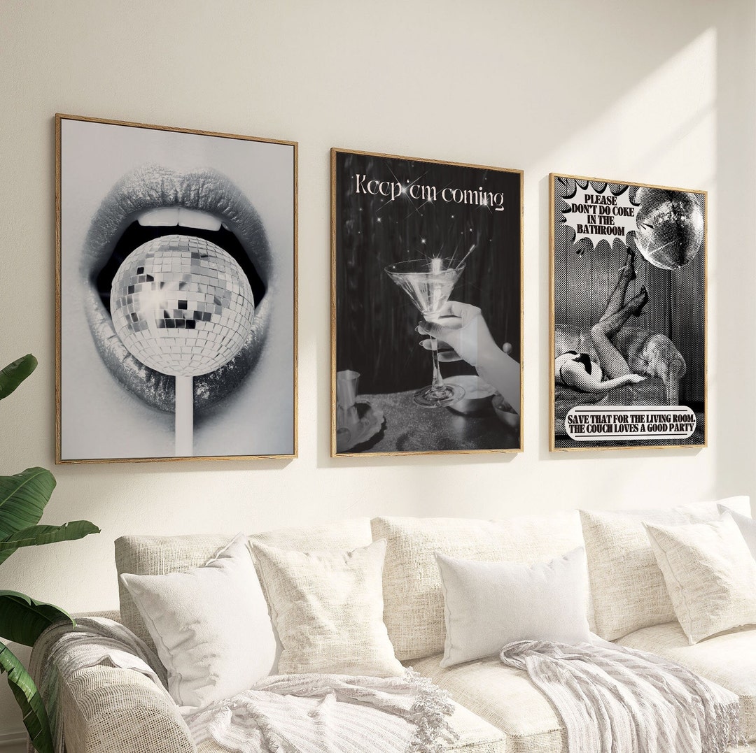 Disco Poster Set of 3 Piece Wall Art Disco Dorm Room Decor 3 Piece Wall ...