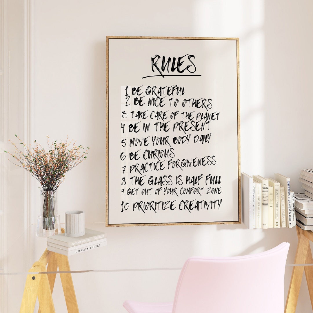 Rules Retro Poster, Preppy Room Decor, Maximalist Decor, Bar Cart ...