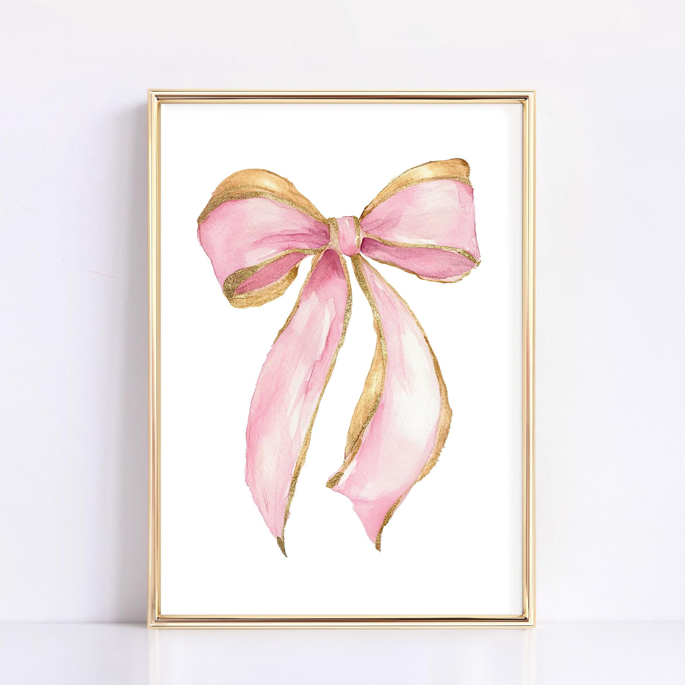 Pink Bow Wall Art Coquette Room Decor Preppy Poster Girly Dorm Wall ...