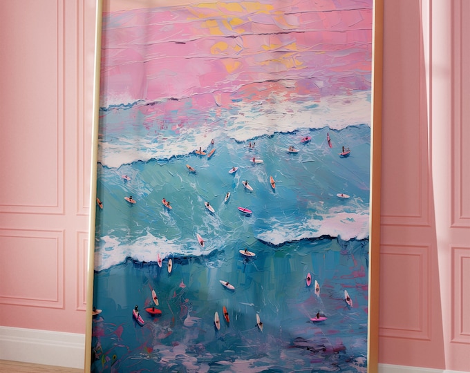 Pink Boho Beach Wall Art Set of 3 Bohemian Surf & Beach Prints, Preppy ...